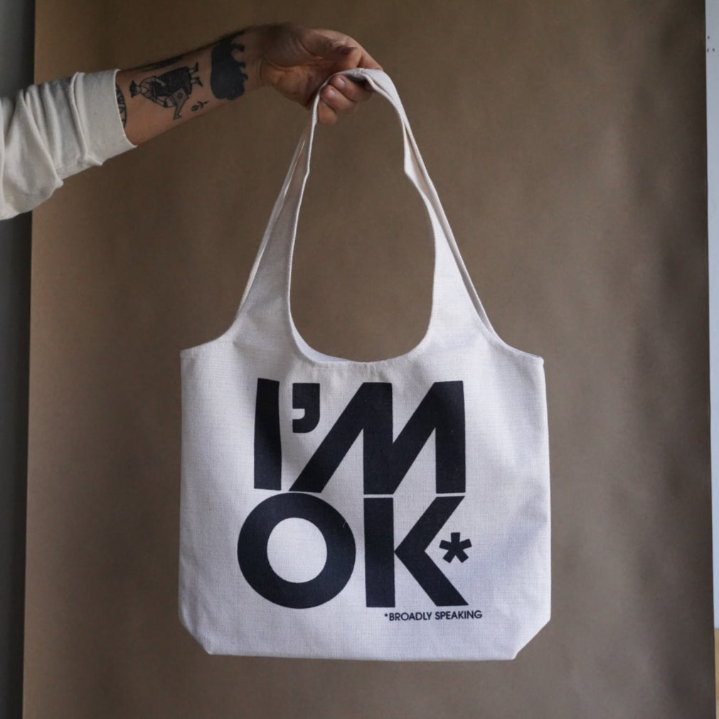 'I’m OK!' Linen Tote Bag – Real Fun, Wow!
